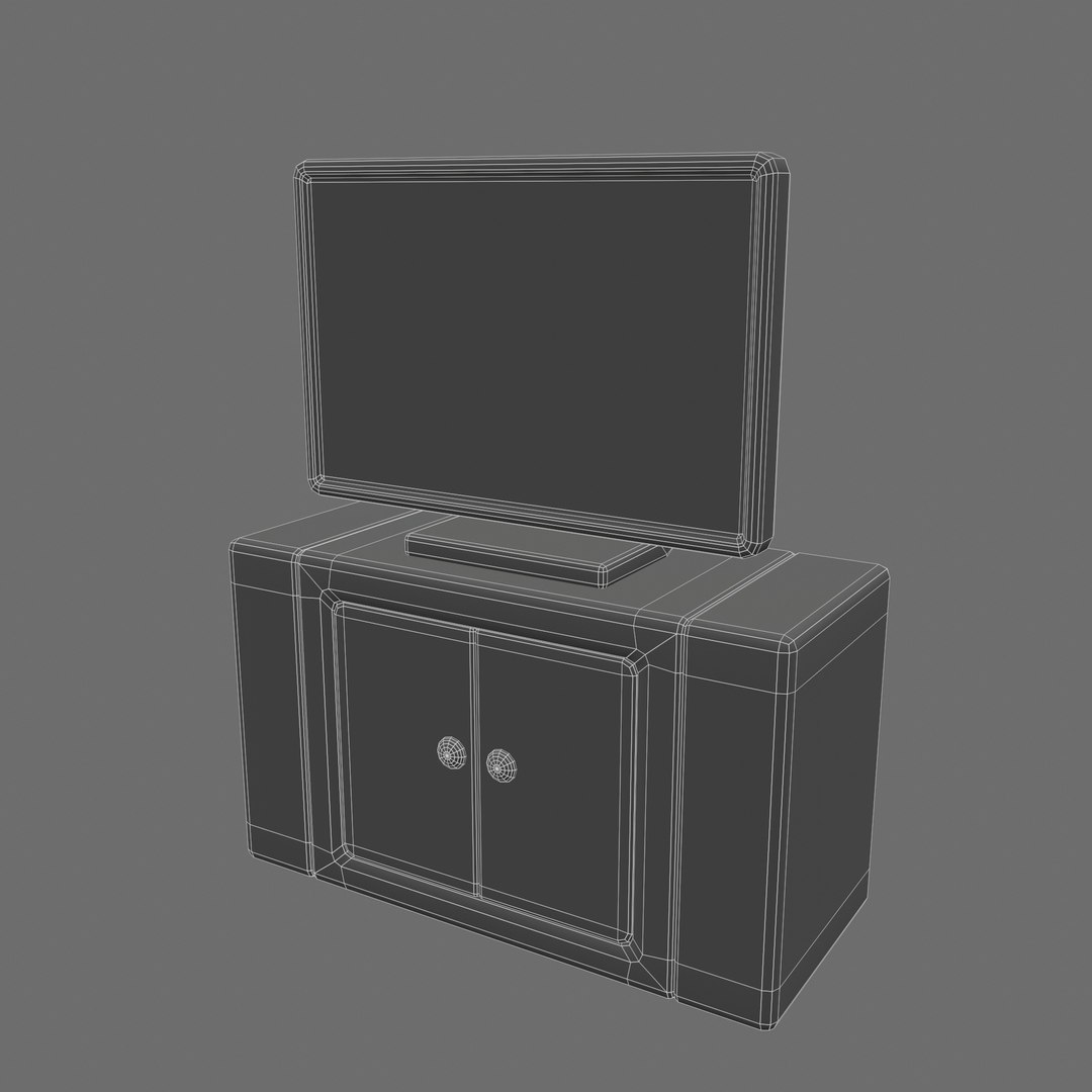 TV Stand Set Low Poly Cartoon 3D Model - TurboSquid 2227779