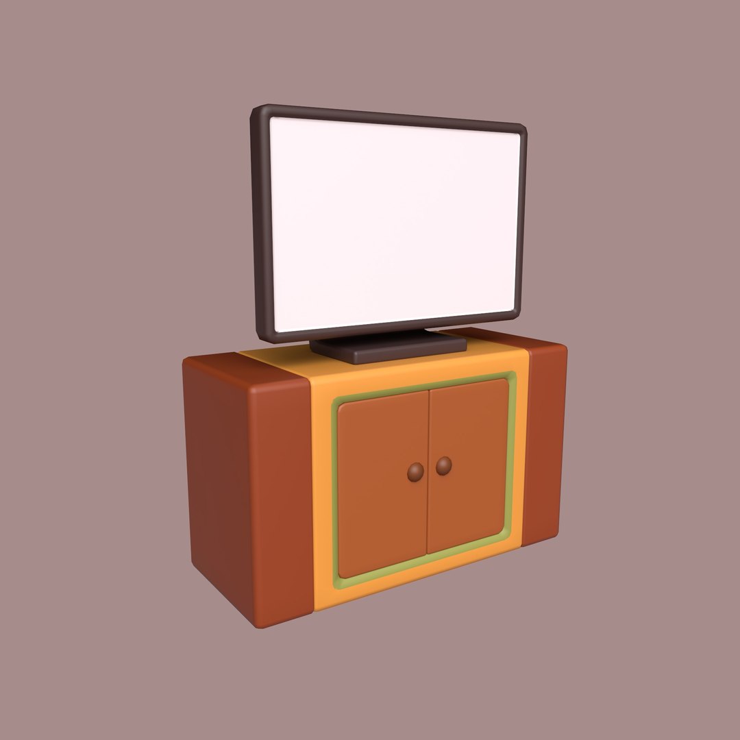 TV Stand Set Low Poly Cartoon 3D Model - TurboSquid 2227779