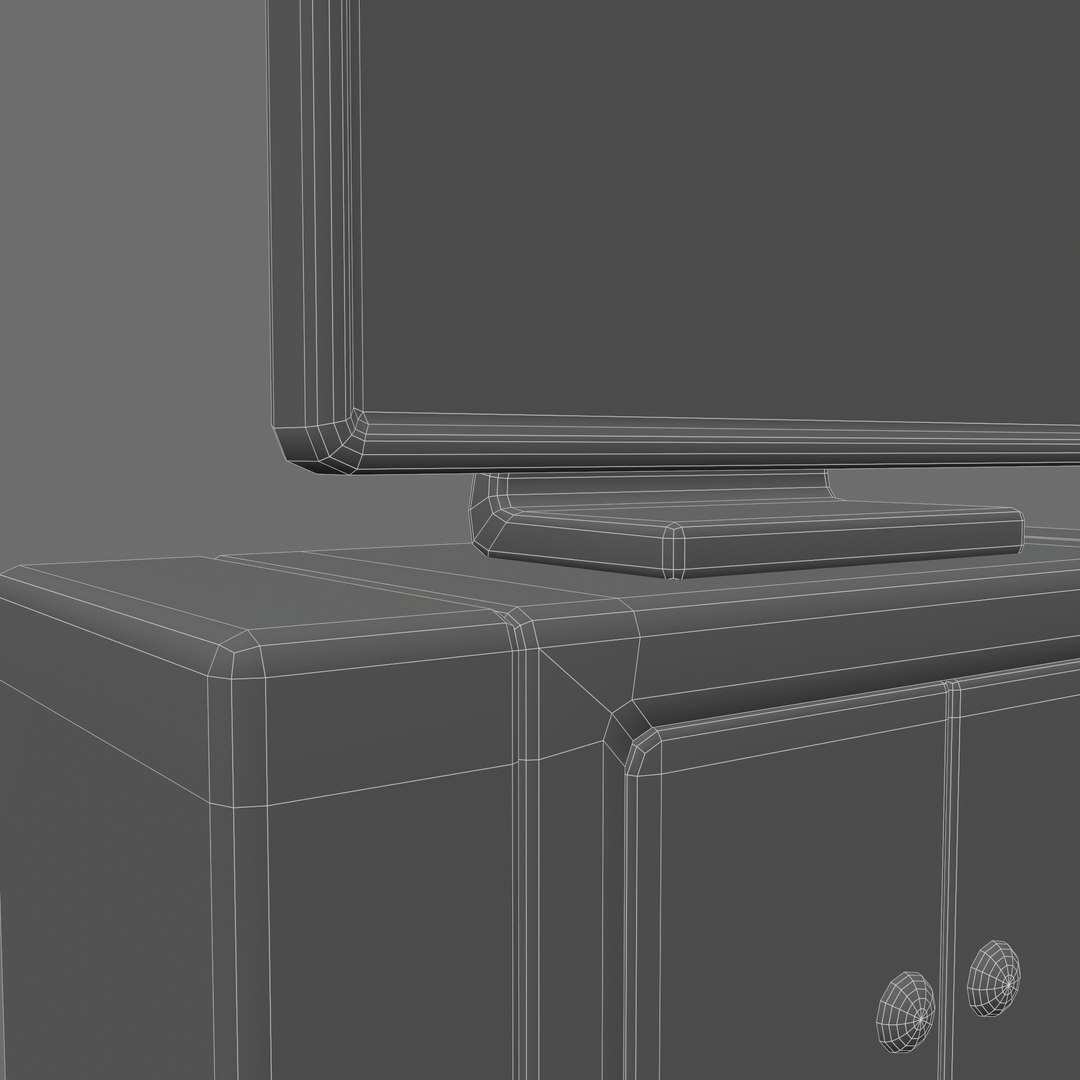 TV Stand Set Low Poly Cartoon 3D Model - TurboSquid 2227779