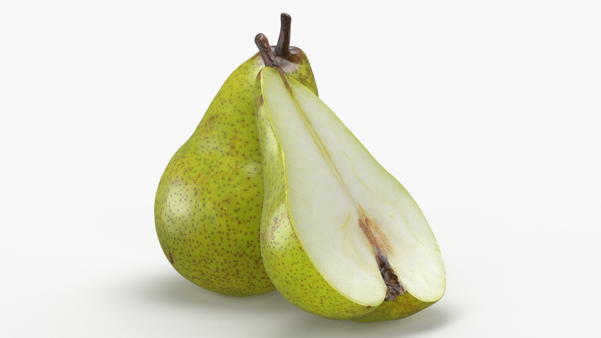 3D Whole And Half Pear Model - TurboSquid 1788349