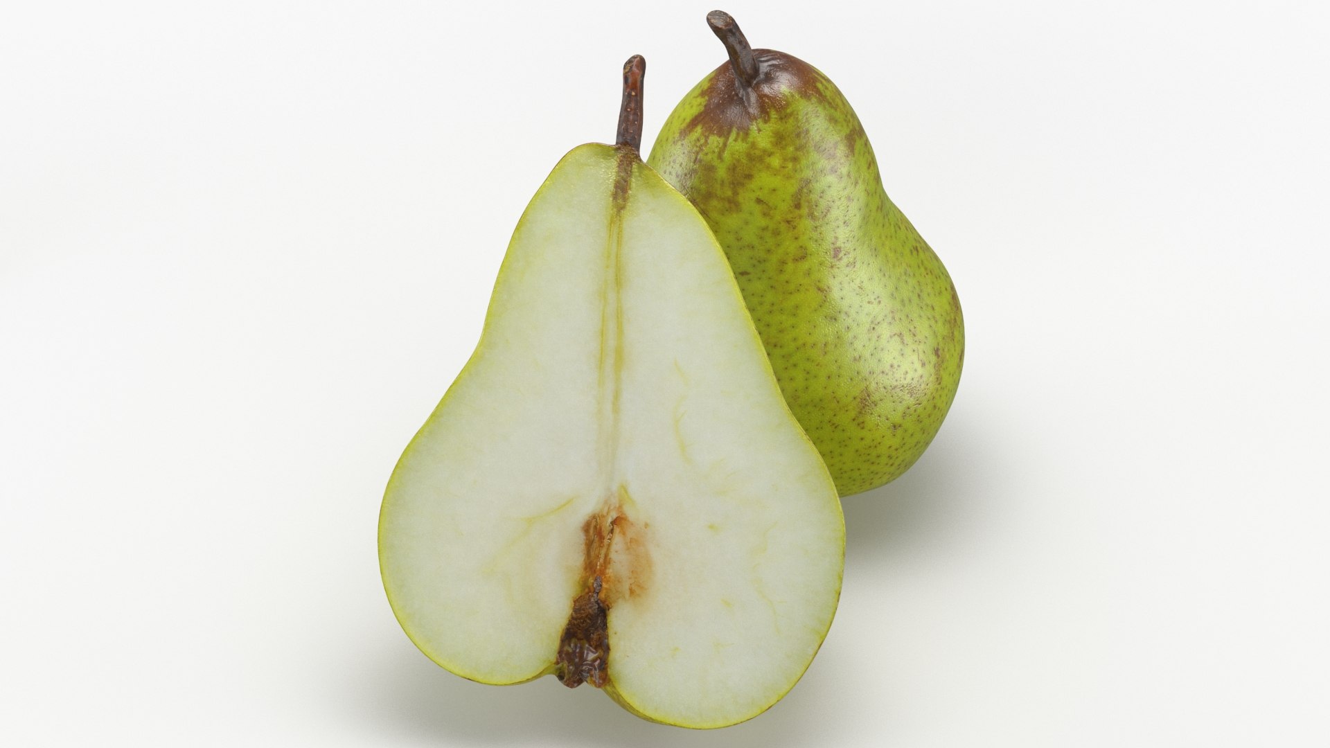3D Whole And Half Pear Model - TurboSquid 1788349