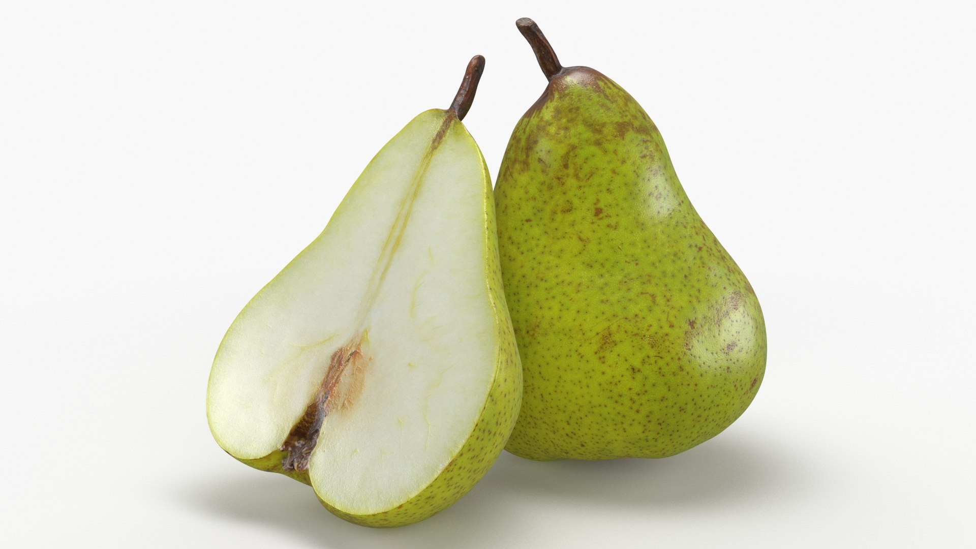 3D Whole And Half Pear Model - TurboSquid 1788349