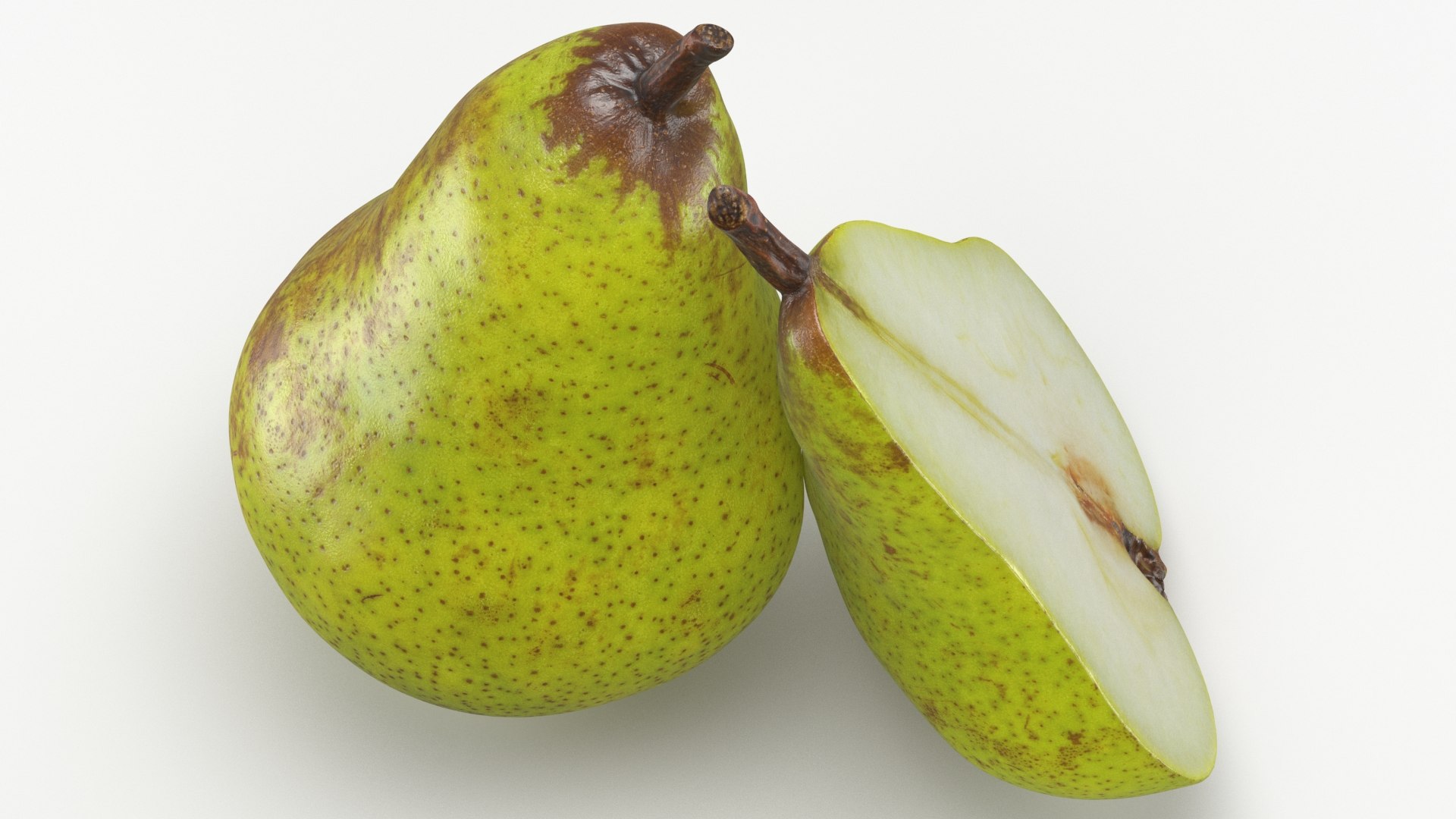 3D Whole And Half Pear Model - TurboSquid 1788349