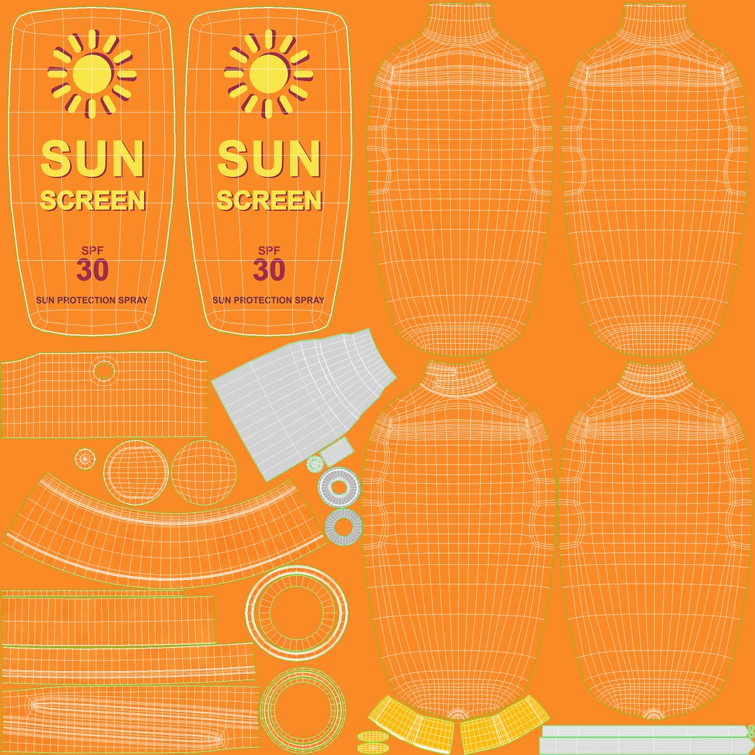 Sunscreen set 3D model - TurboSquid 1578921