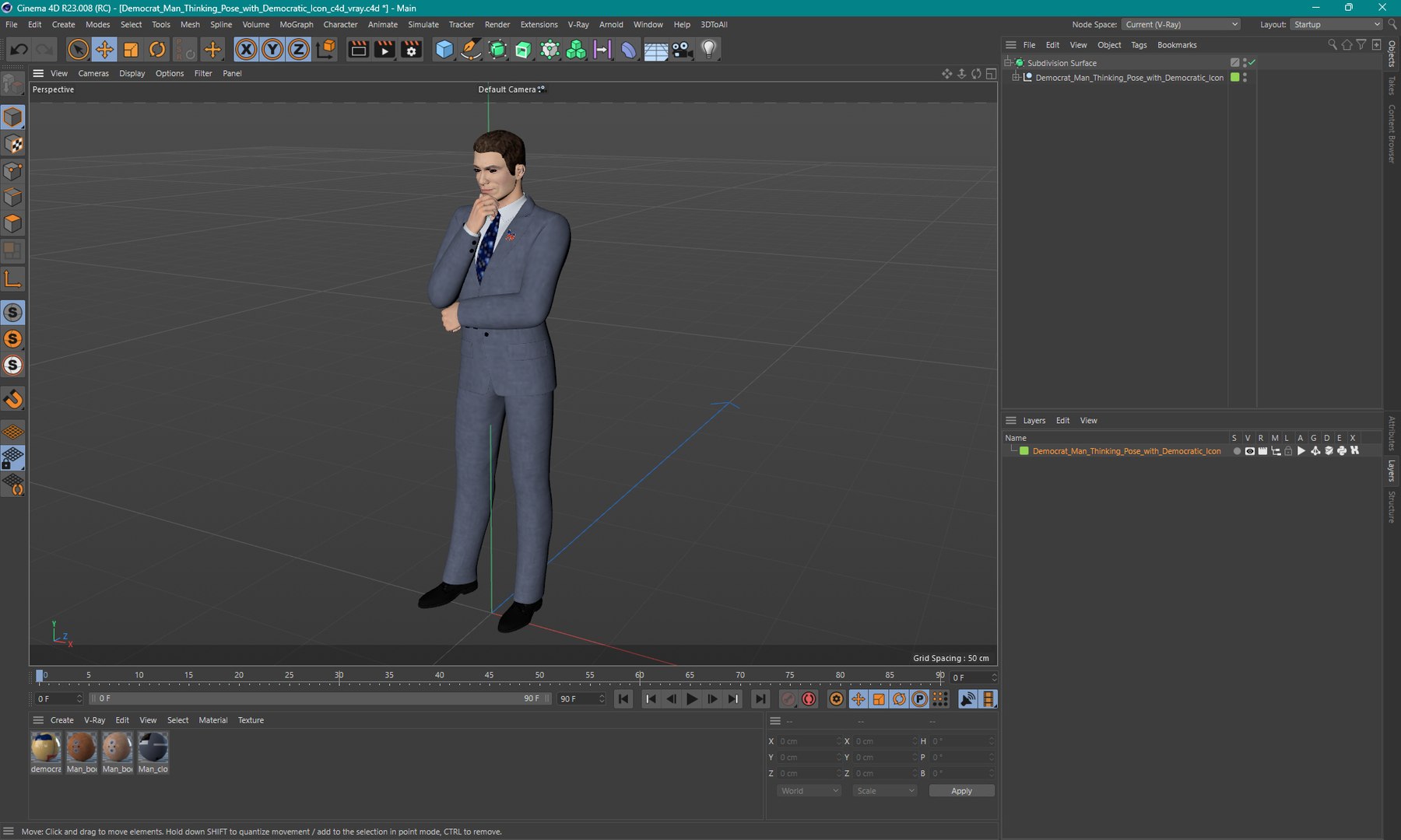 3D Democrat Man Thinking Pose With Democratic Icon Model - TurboSquid ...