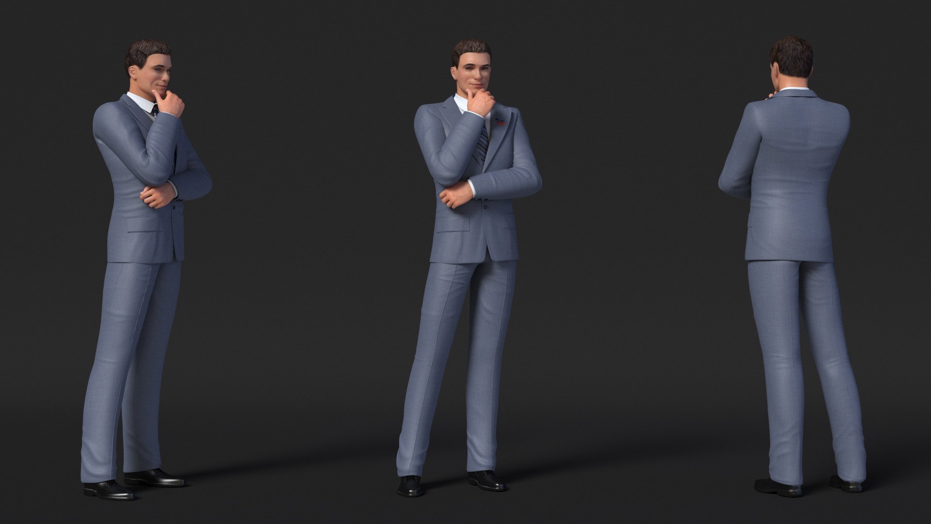 3D Democrat Man Thinking Pose With Democratic Icon Model - TurboSquid ...