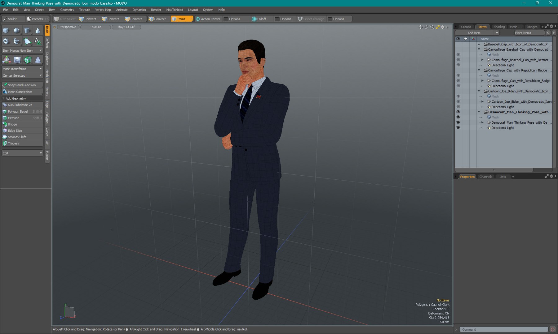 3D Democrat Man Thinking Pose With Democratic Icon Model - TurboSquid ...