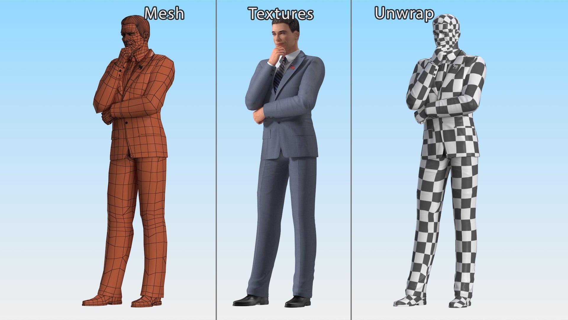 3D Democrat Man Thinking Pose With Democratic Icon Model - TurboSquid ...
