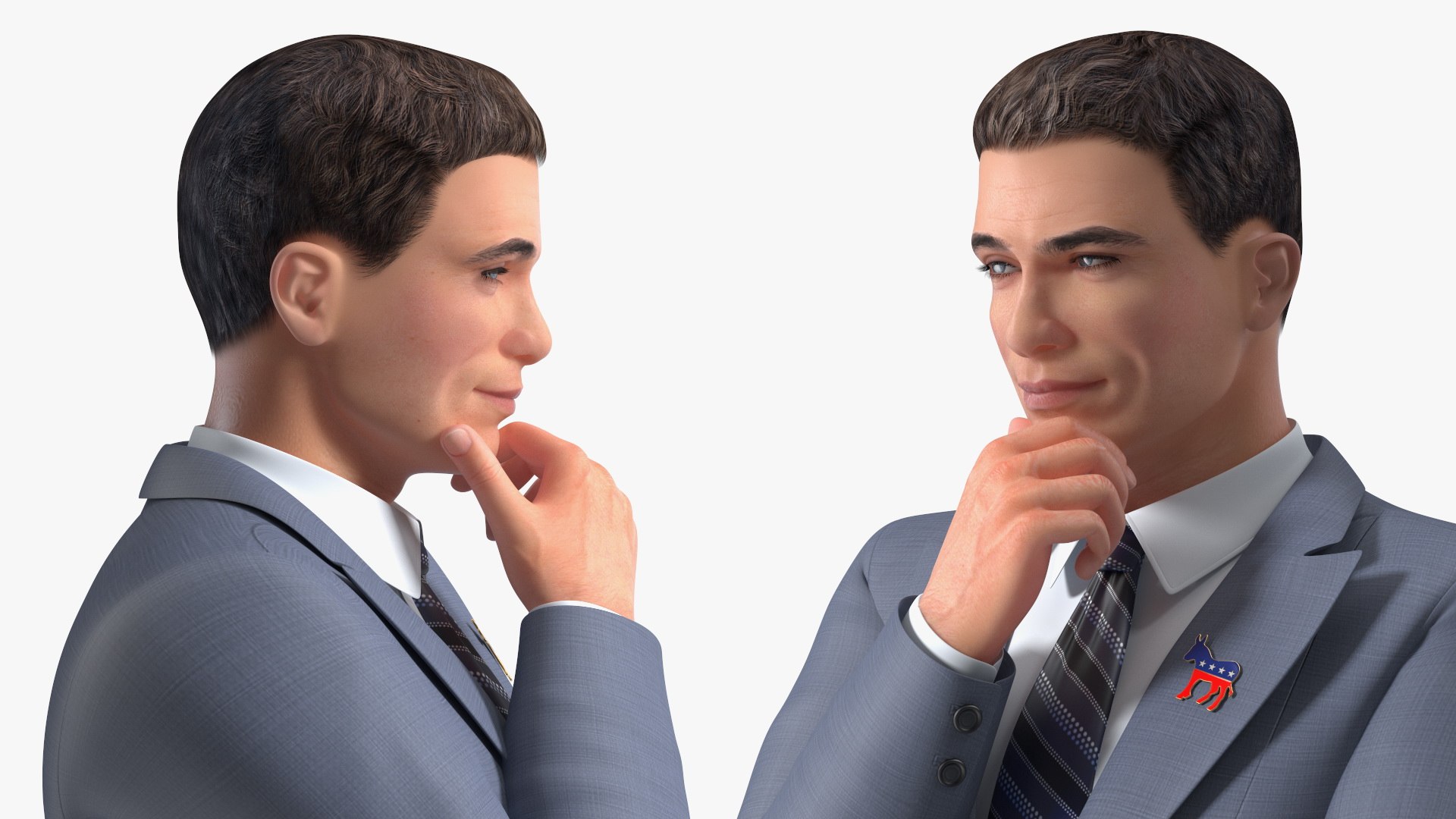 3D Democrat Man Thinking Pose With Democratic Icon Model - TurboSquid ...