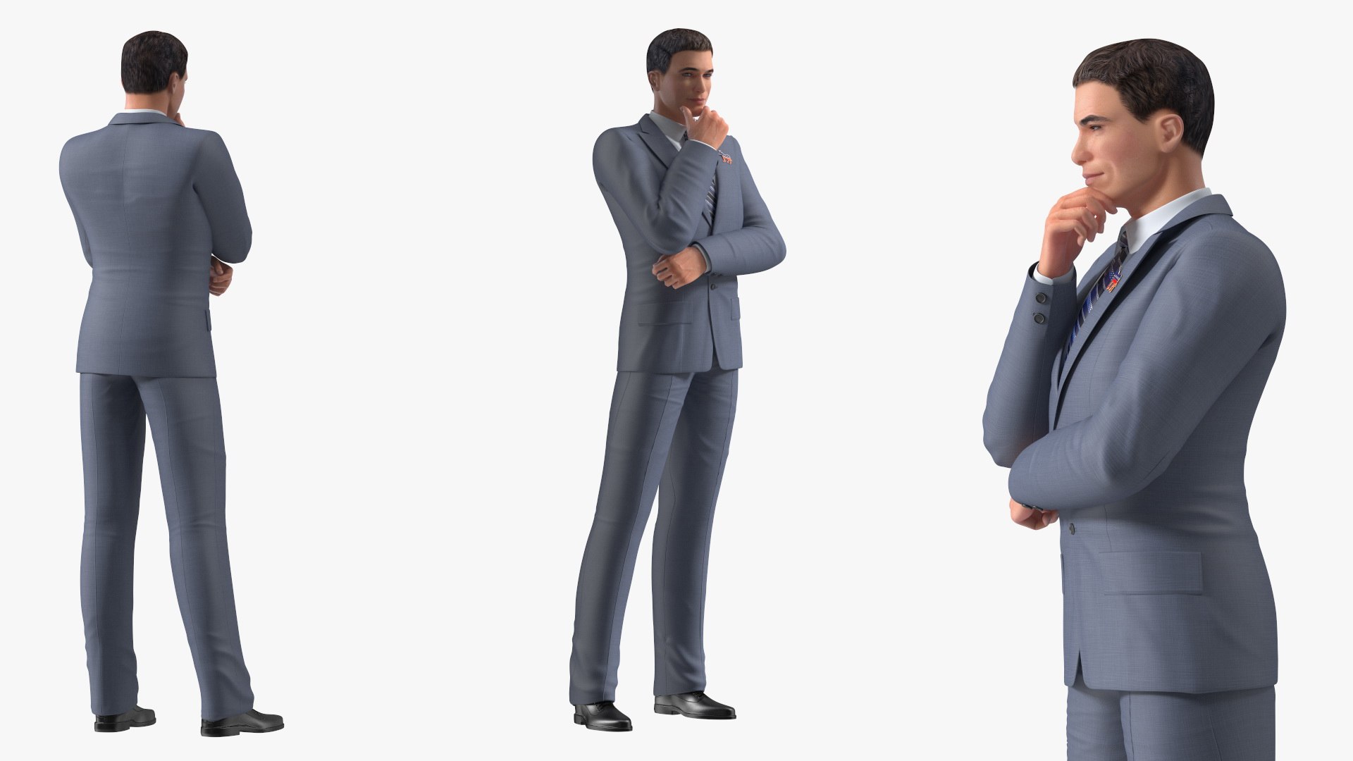 3D Democrat Man Thinking Pose With Democratic Icon Model - TurboSquid ...
