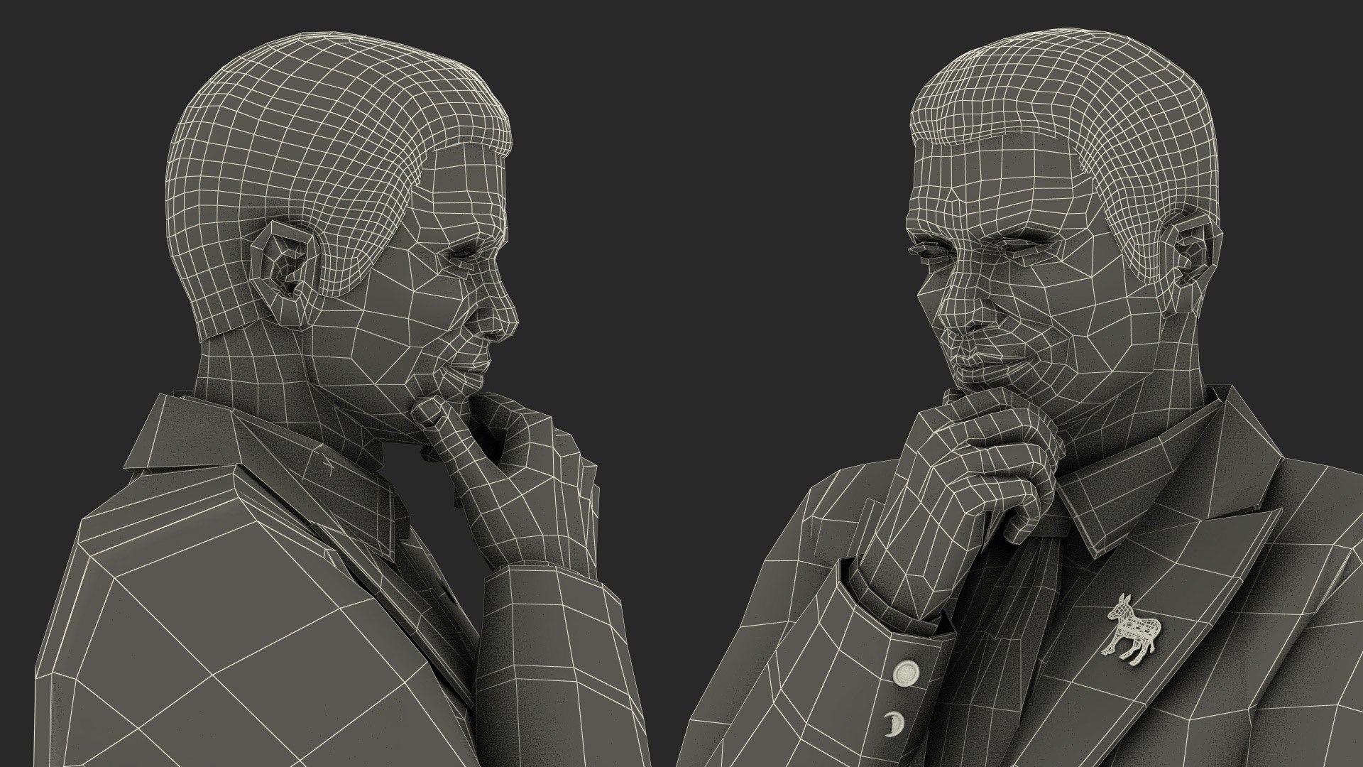 3D Democrat Man Thinking Pose With Democratic Icon Model - TurboSquid ...