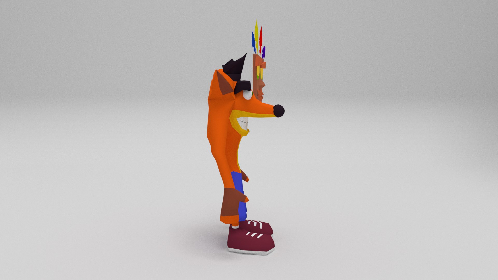 Crash Bandicoot And Aku Aku Cartoon Lowpoly 3D Model - TurboSquid 1858763