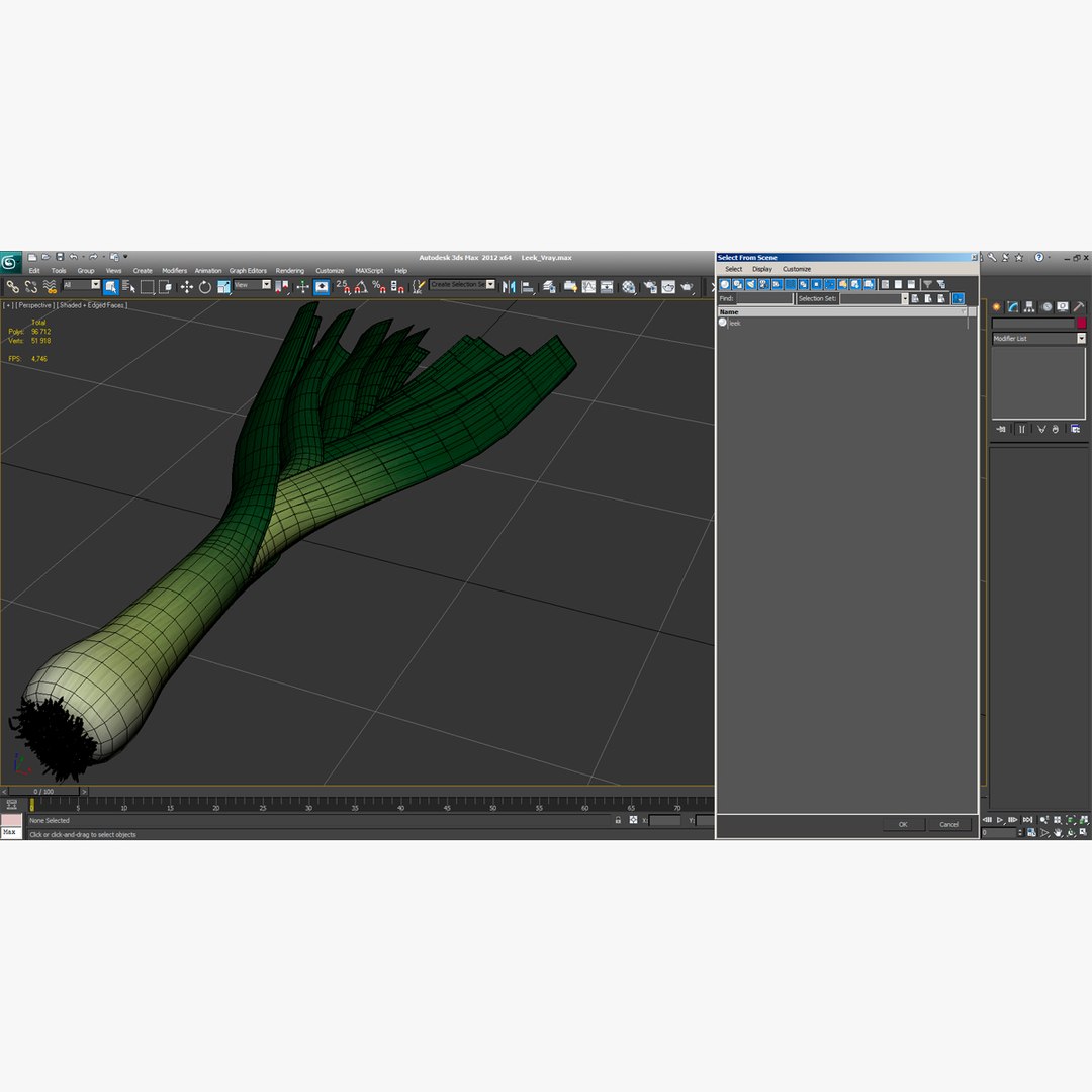 Leek Vegetable Modelled 3d Max