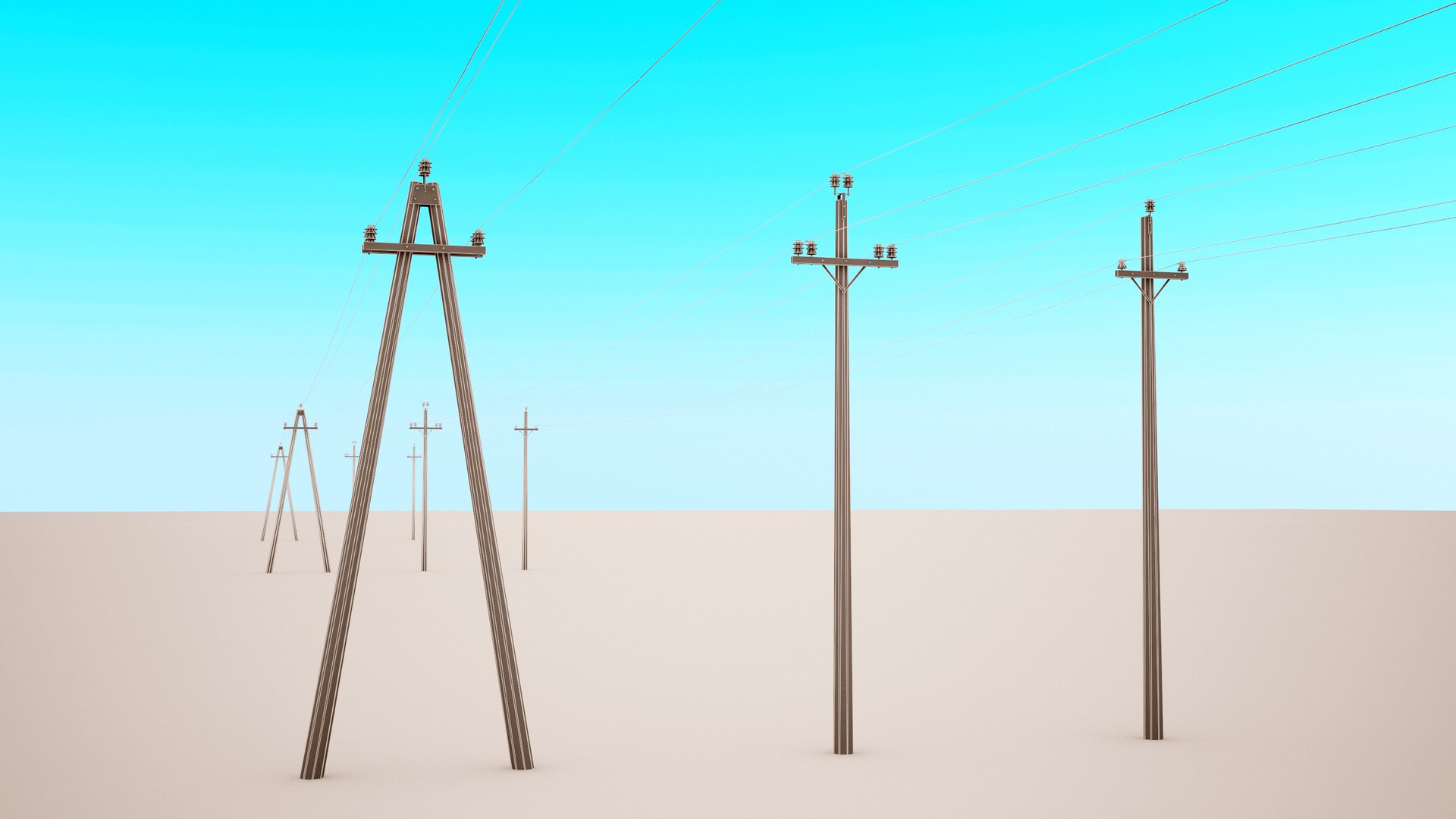 3d Power Lines 6-10kv Model