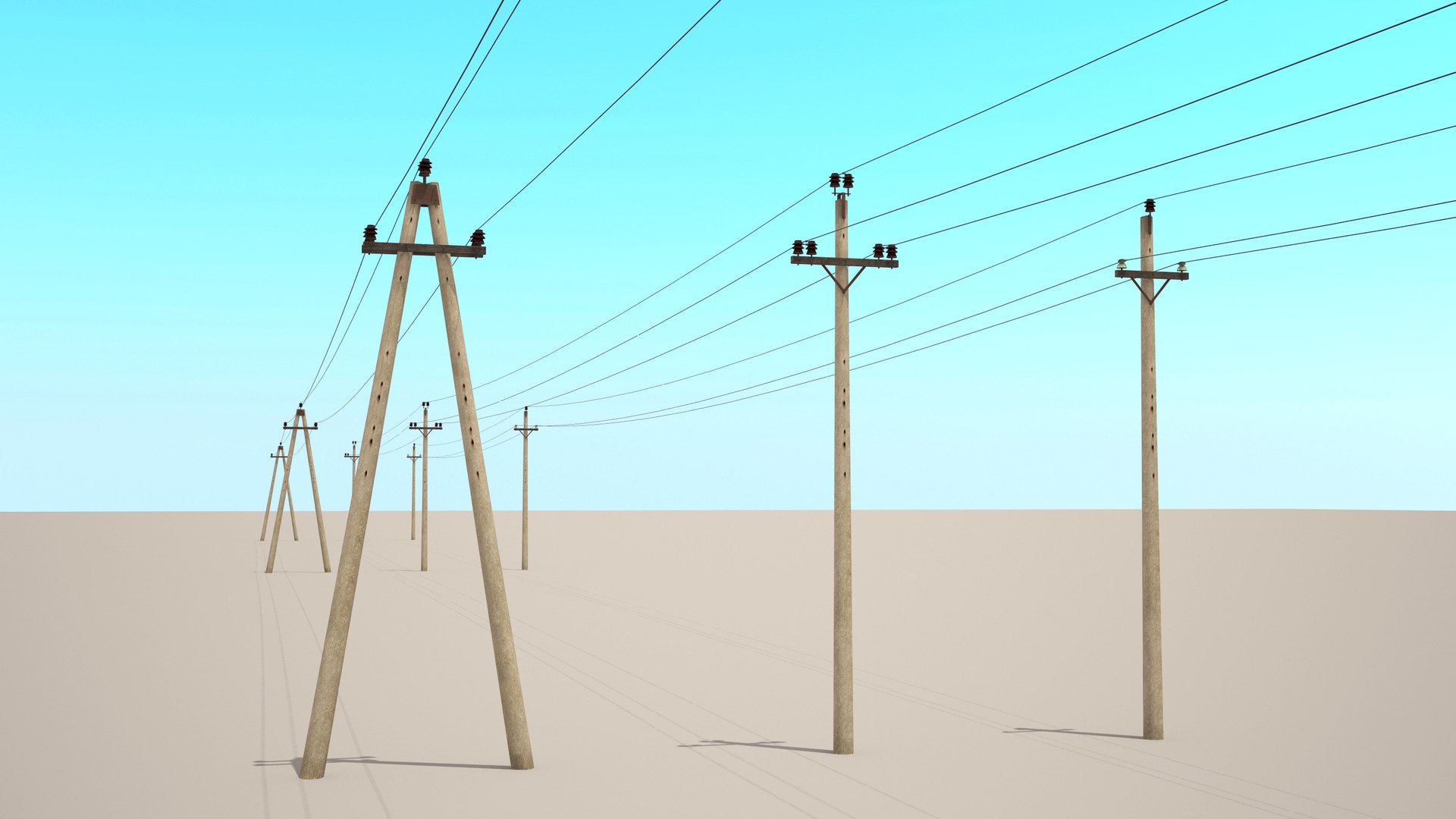 3d power lines 6-10kv model