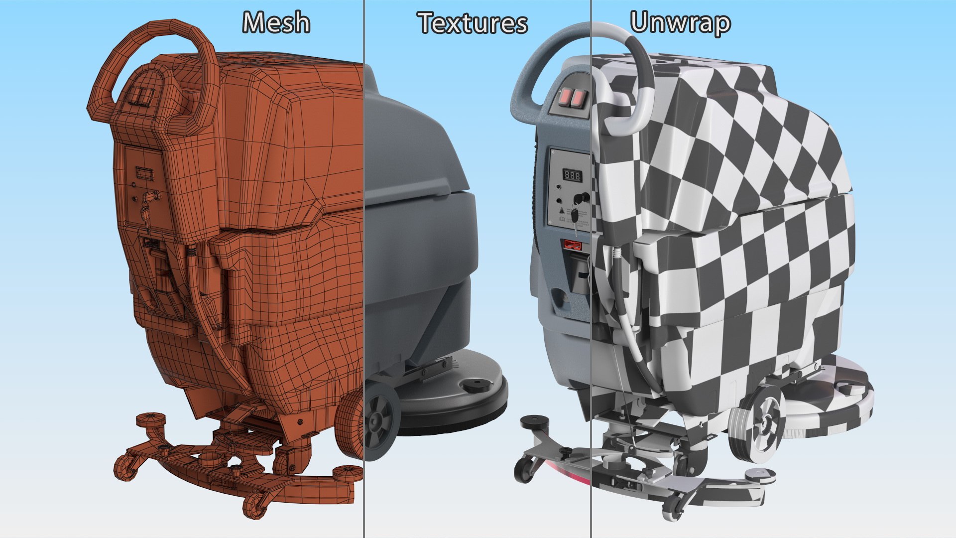3D Model Industrial Floor Scrubber Machine Grey - TurboSquid 2223816
