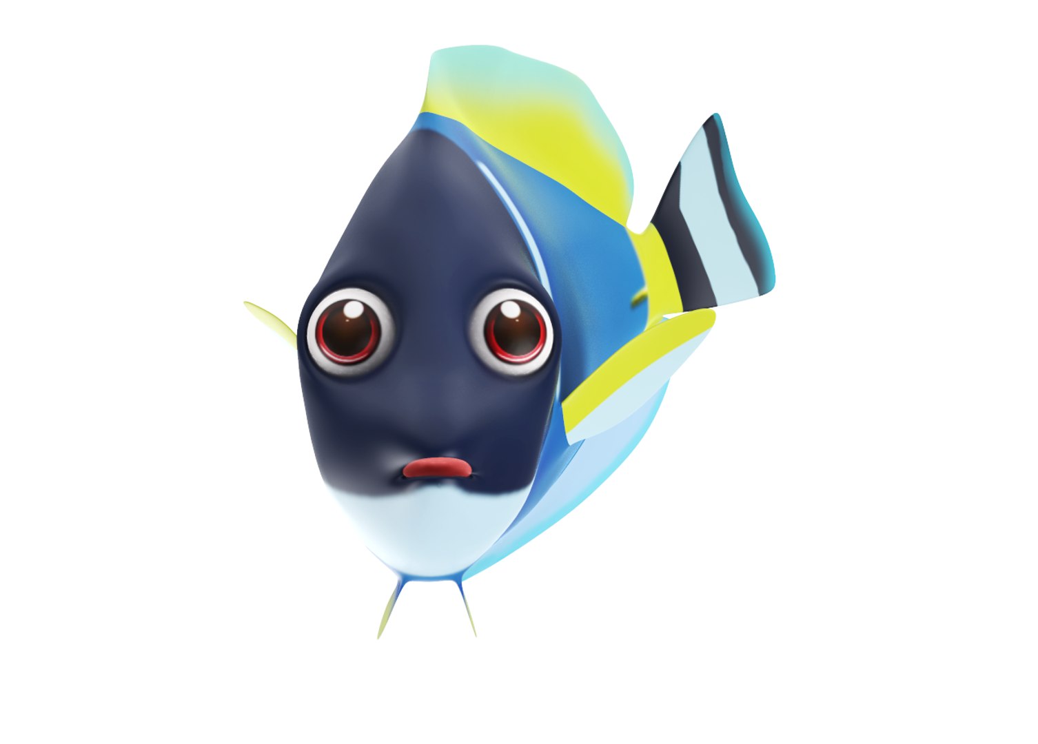 3D Bowder Blue Tang Fish Toon Model - TurboSquid 1586144