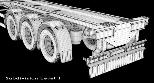 shipping container trailer 3d obj
