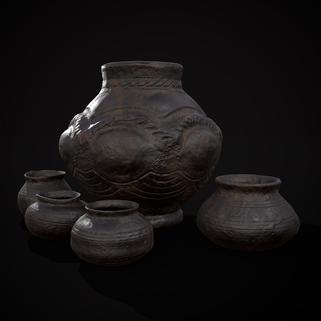 3D Sculpted Five Pottery Set Model - TurboSquid 2158901
