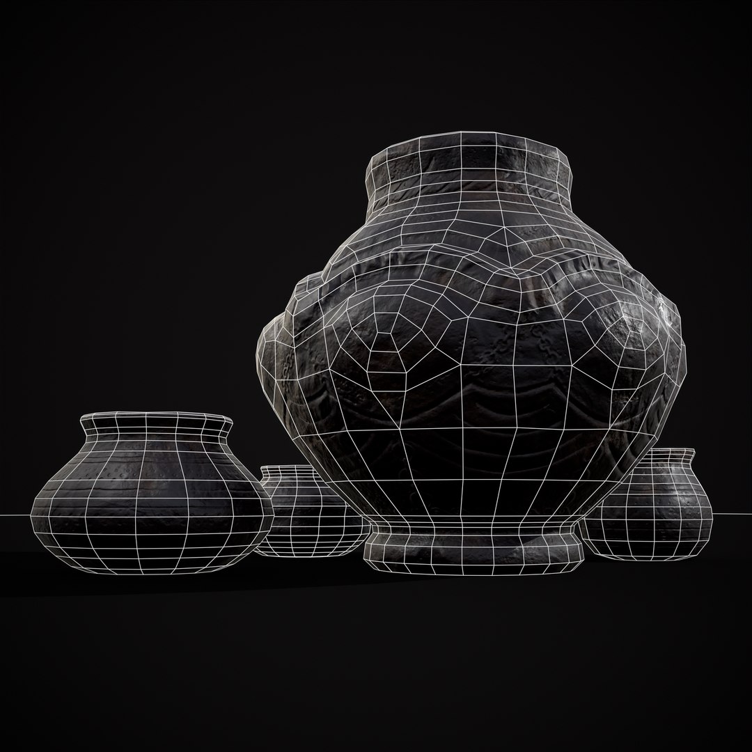 3D Sculpted Five Pottery Set Model - TurboSquid 2158901
