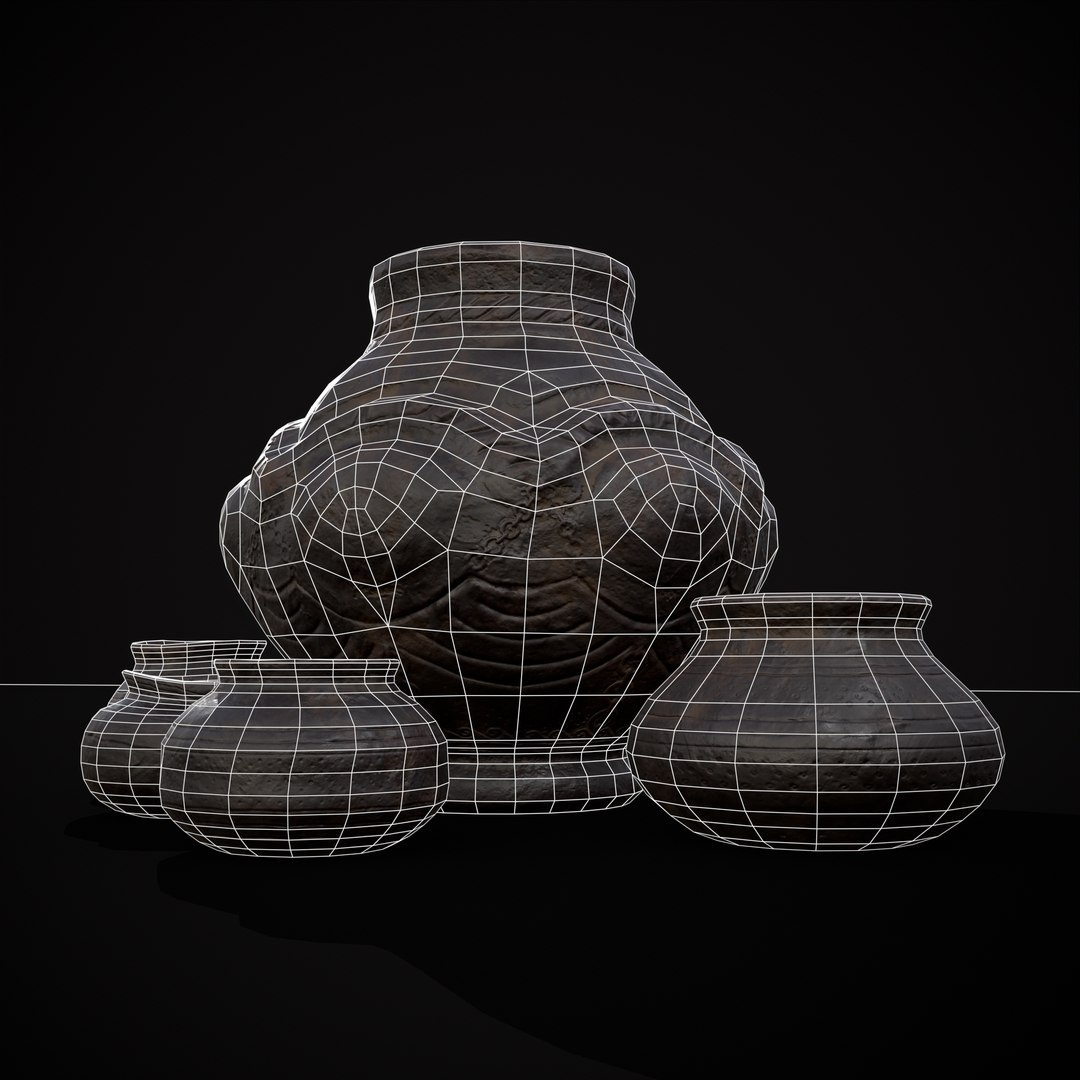 3D Sculpted Five Pottery Set Model - TurboSquid 2158901