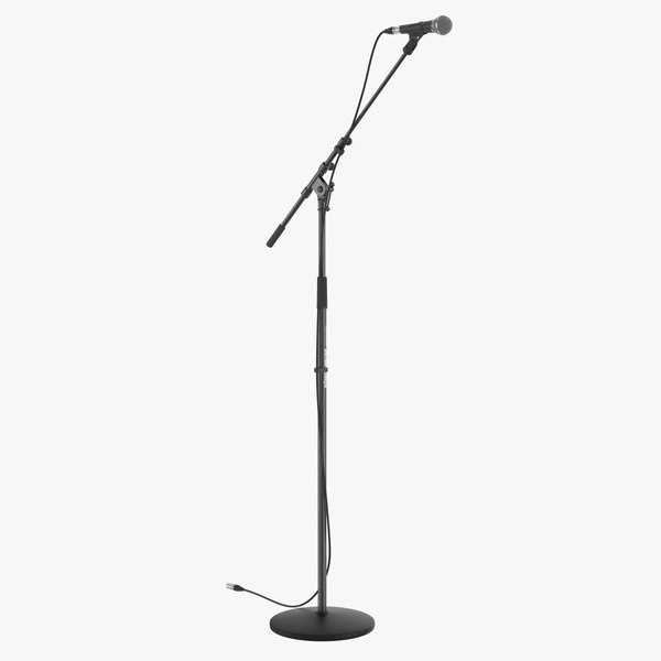 3d model of rigged microphone stand