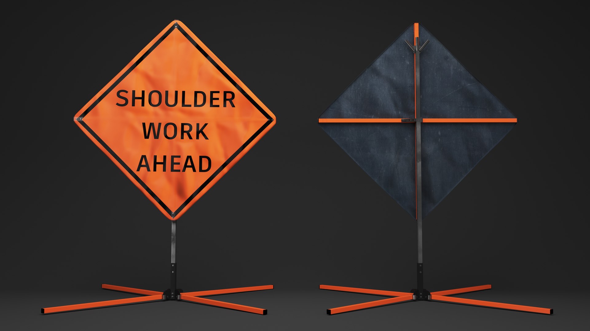 Shoulder Work Ahead Traffic Control Sign 3D Model - TurboSquid 2007459