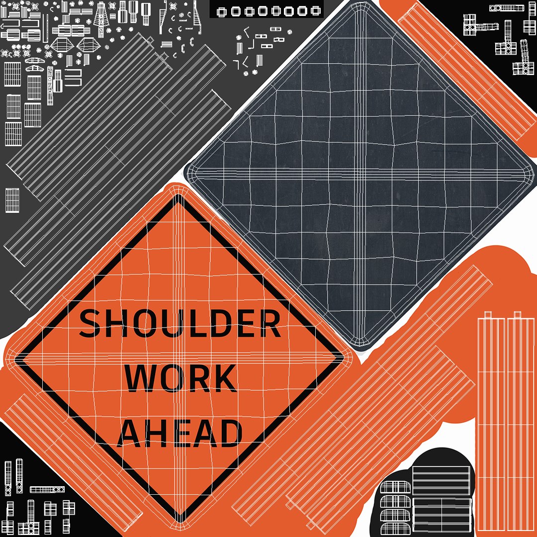 Shoulder Work Ahead Traffic Control Sign 3D Model - TurboSquid 2007459