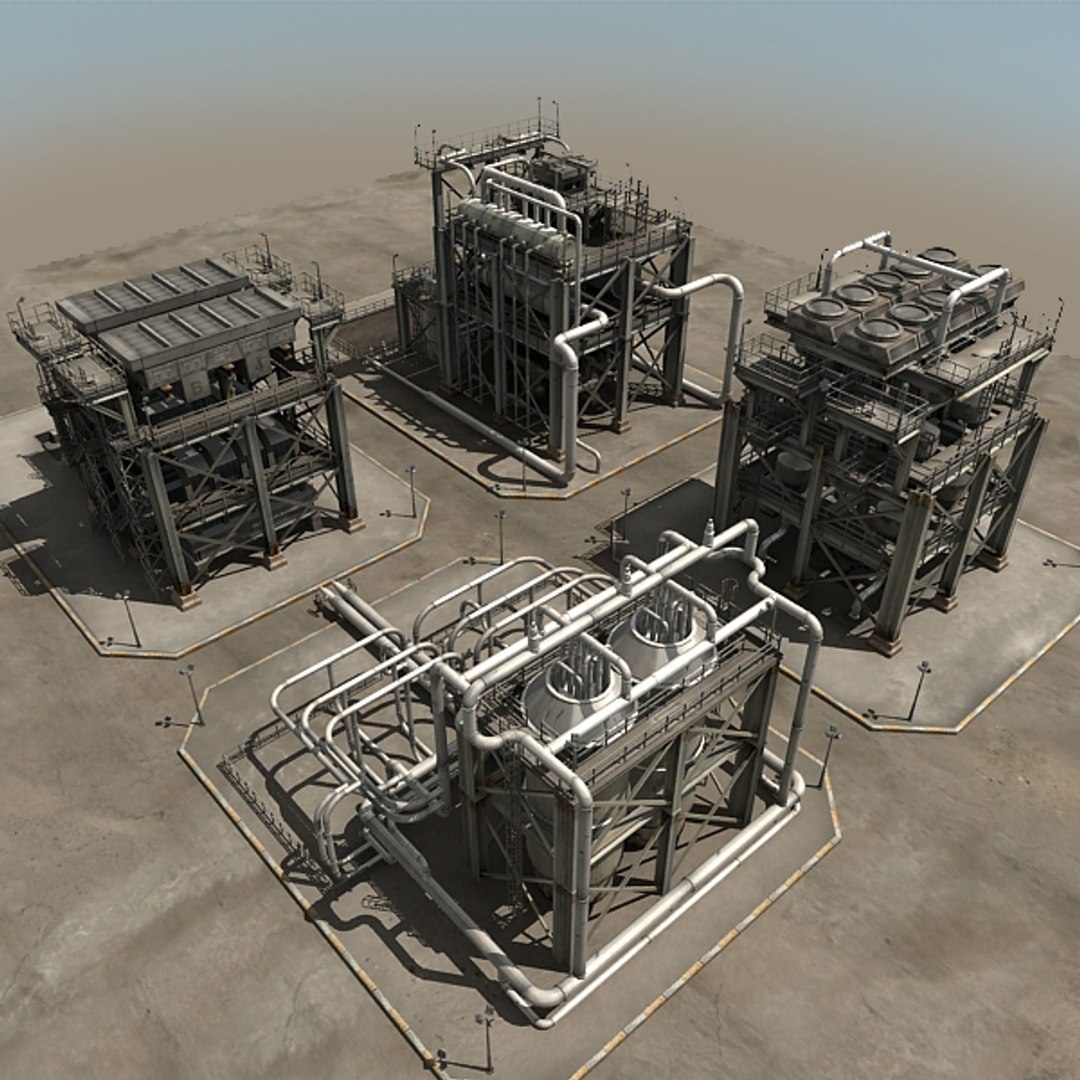 Refinery Towers 3d Model