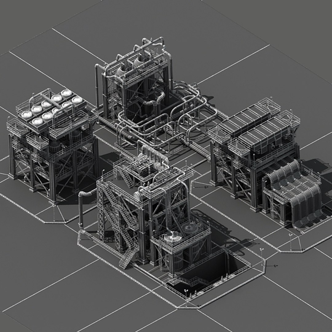 Refinery Towers 3d Model