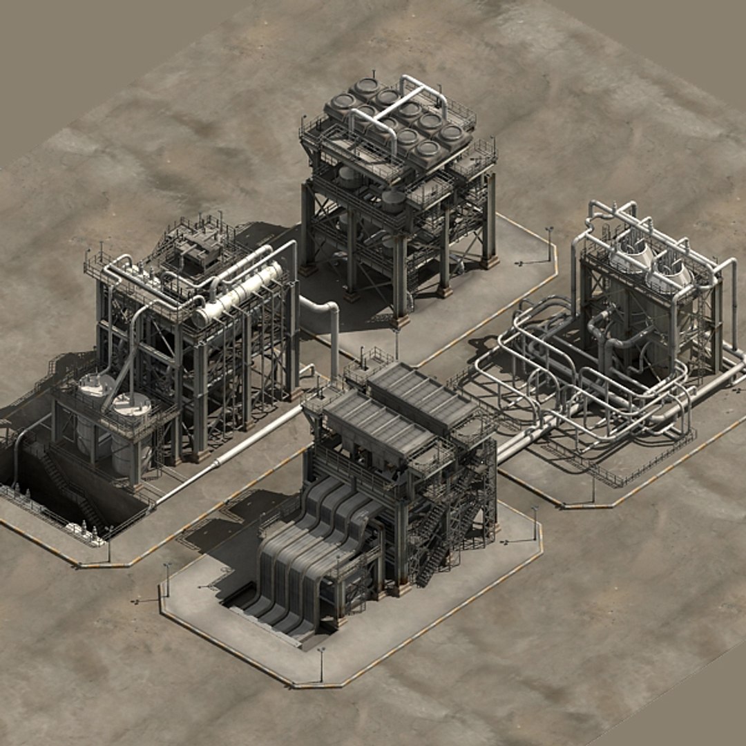 Refinery Towers 3d Model