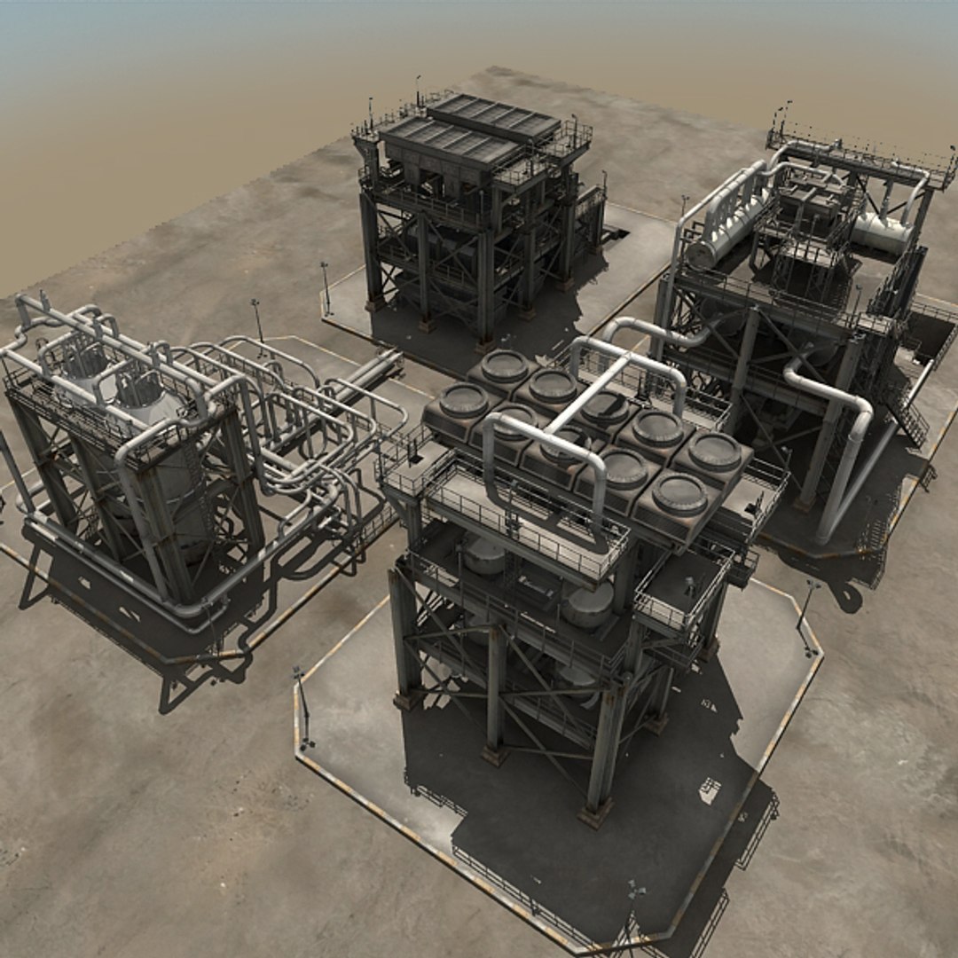Refinery Towers 3d Model