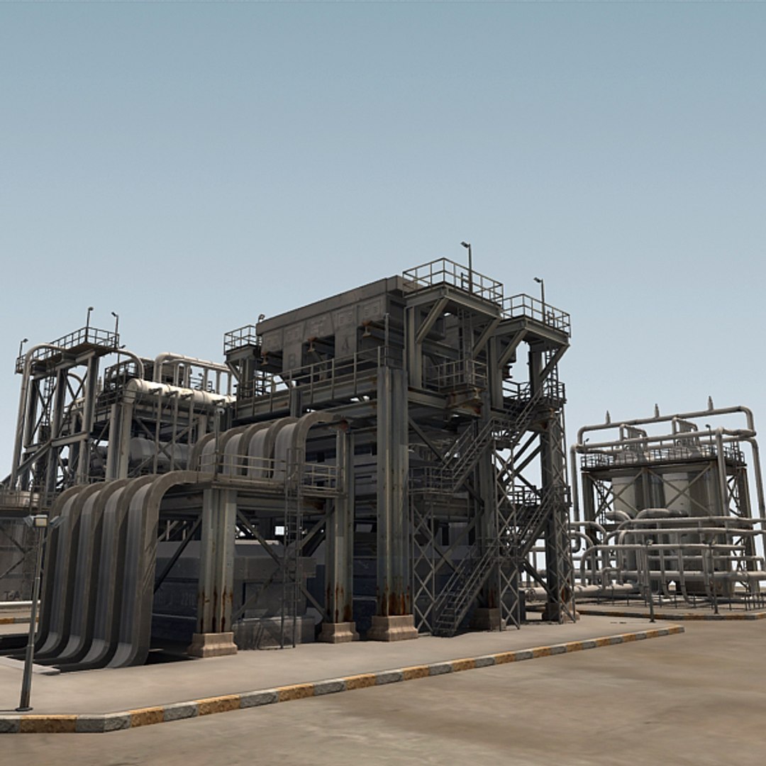 Refinery Towers 3d Model