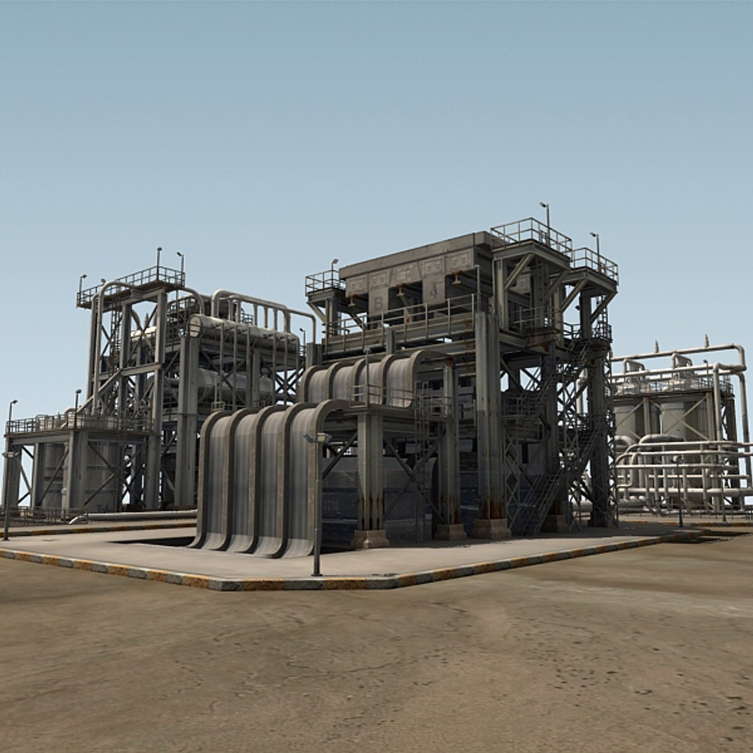 Refinery Towers 3d Model