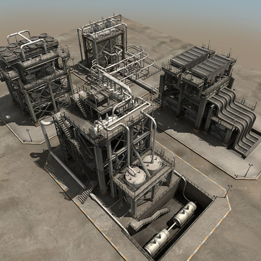 Refinery Towers 3d Model