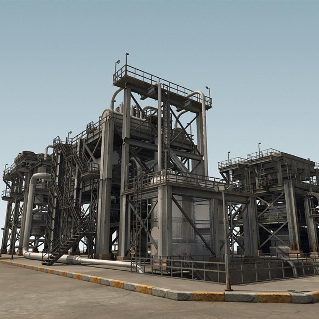 Refinery Towers 3d Model