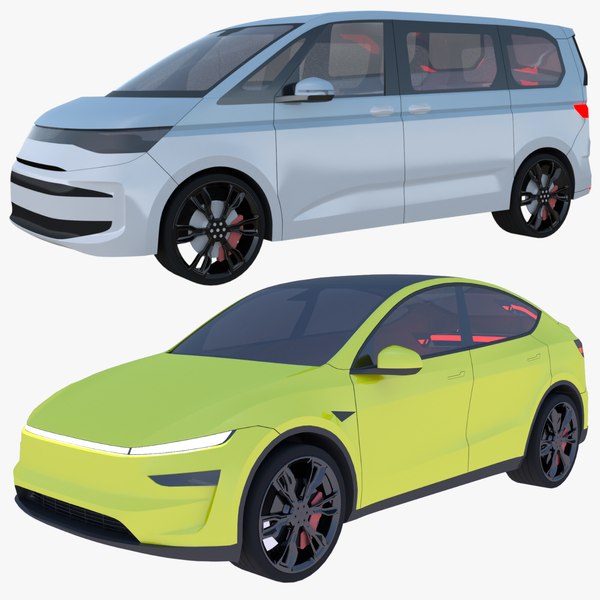 modelo 3d Tesla Juniper y VW Multivan - TurboSquid 2386971