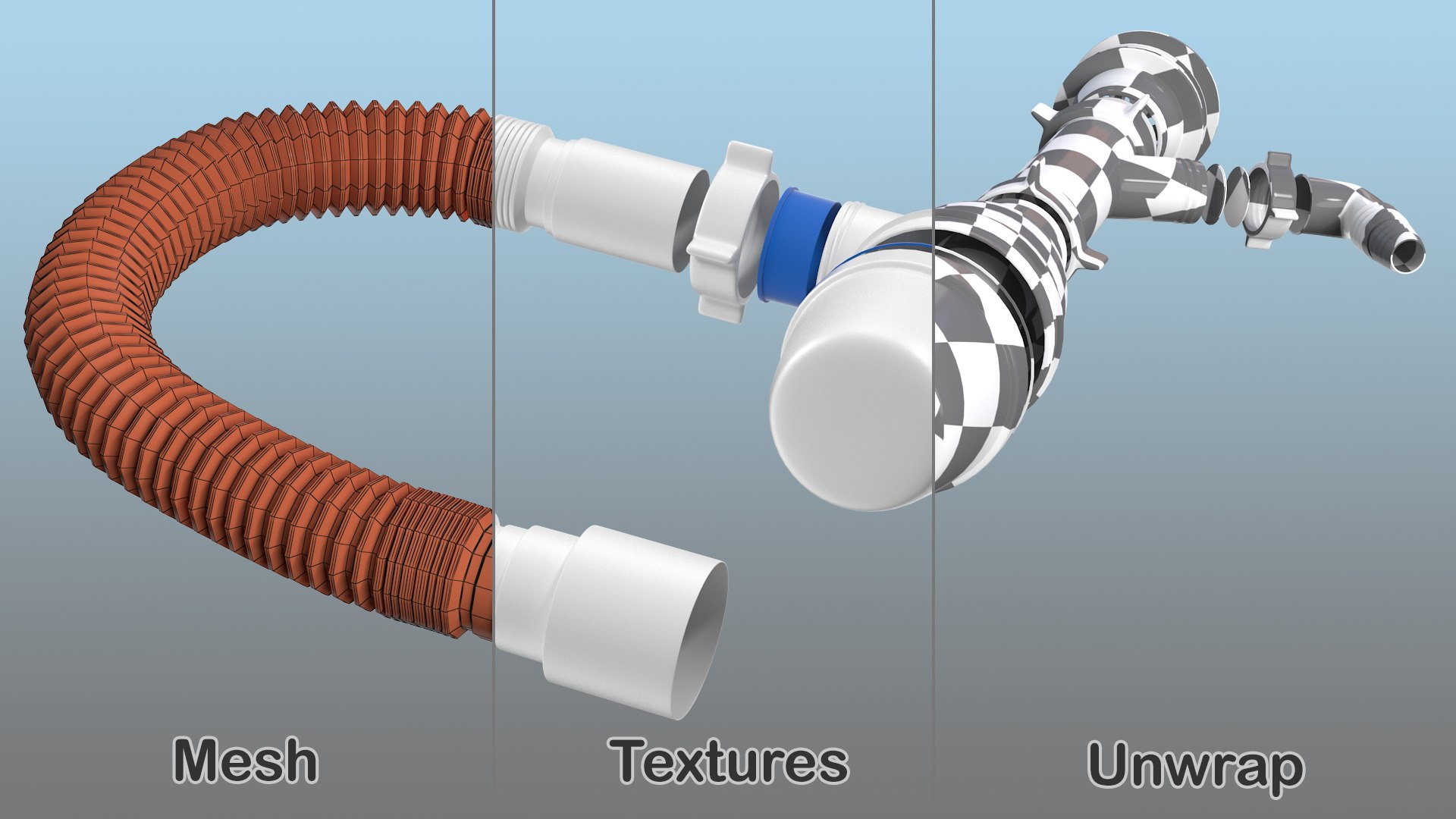 Sink siphon parts 3D model - TurboSquid 1485161