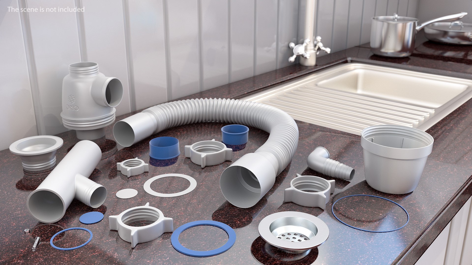 Sink siphon parts 3D model - TurboSquid 1485161