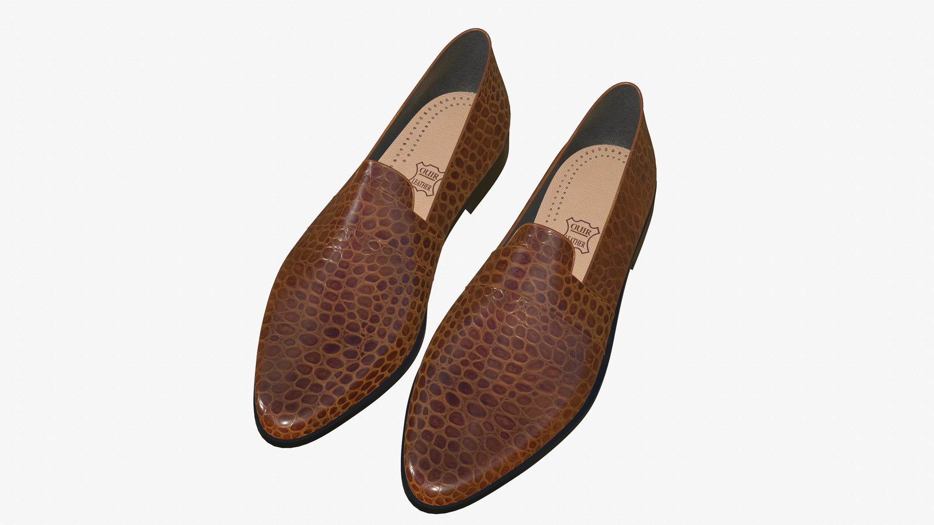 3D Realistic Leather Shoes Crocodile - TurboSquid 1945843