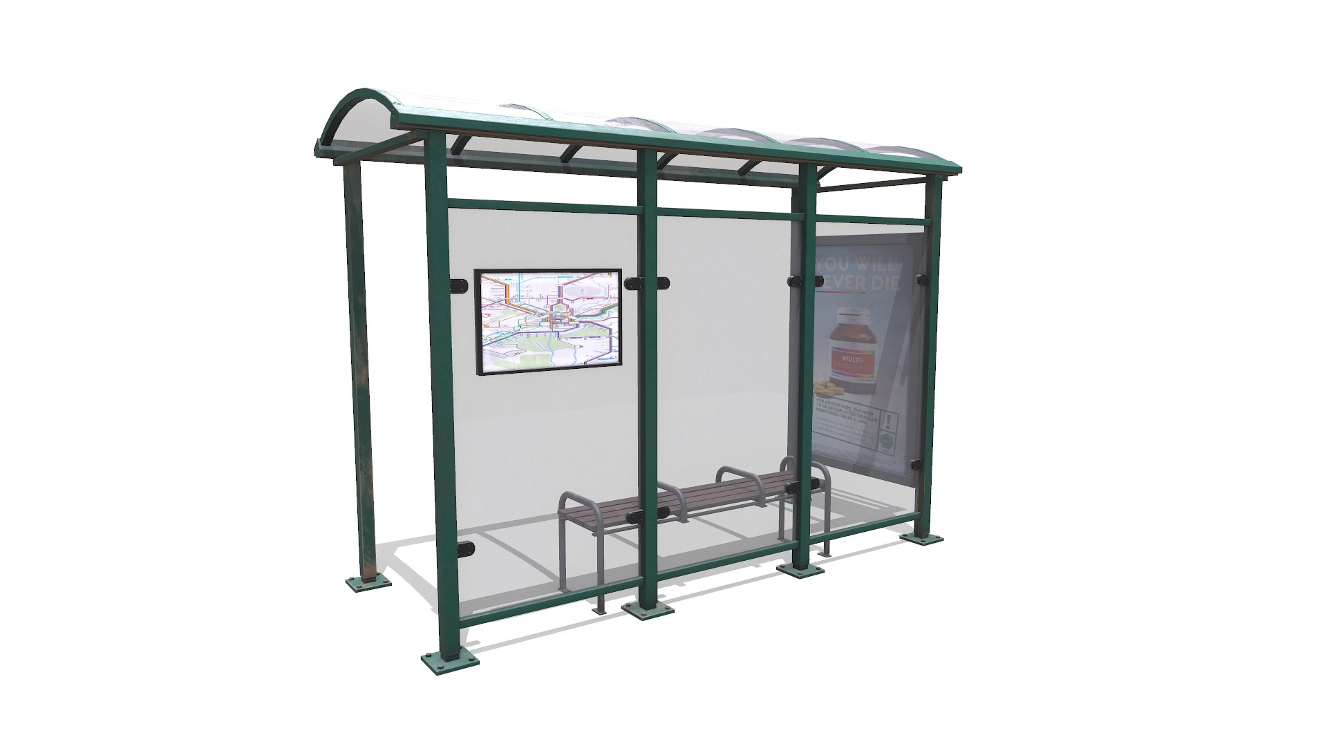 Old Bus Stop Low-poly PBR 3D Model - TurboSquid 2120853