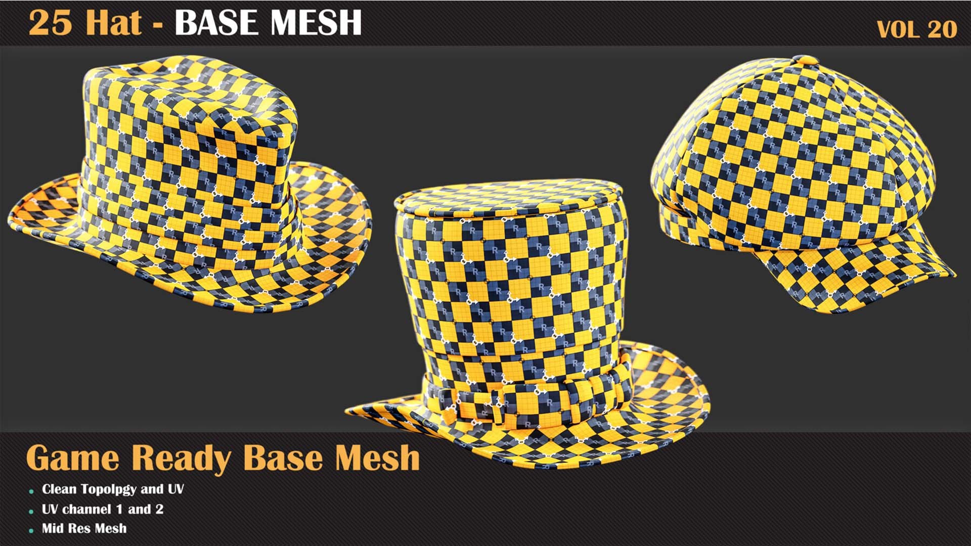 25 Hat BASE MESH - VOL 20 3D Model - TurboSquid 2247458