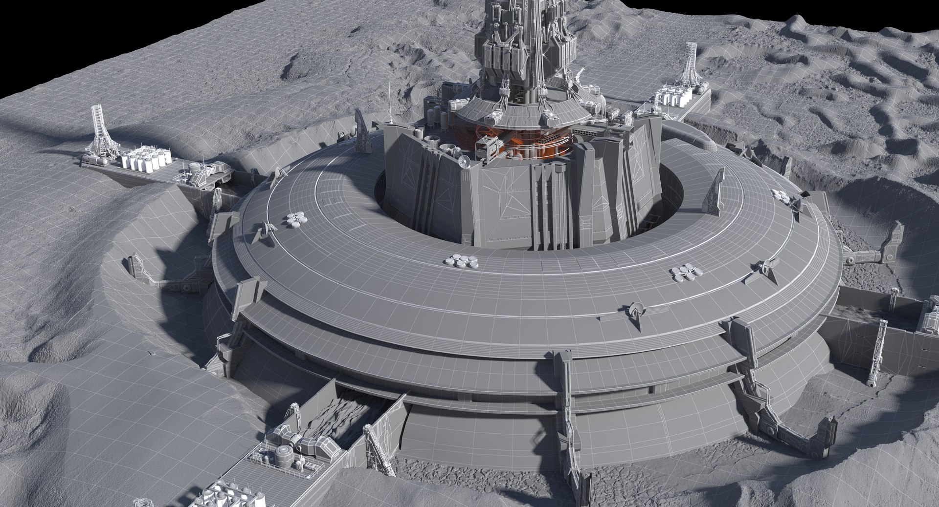 3d alien outpost crater model