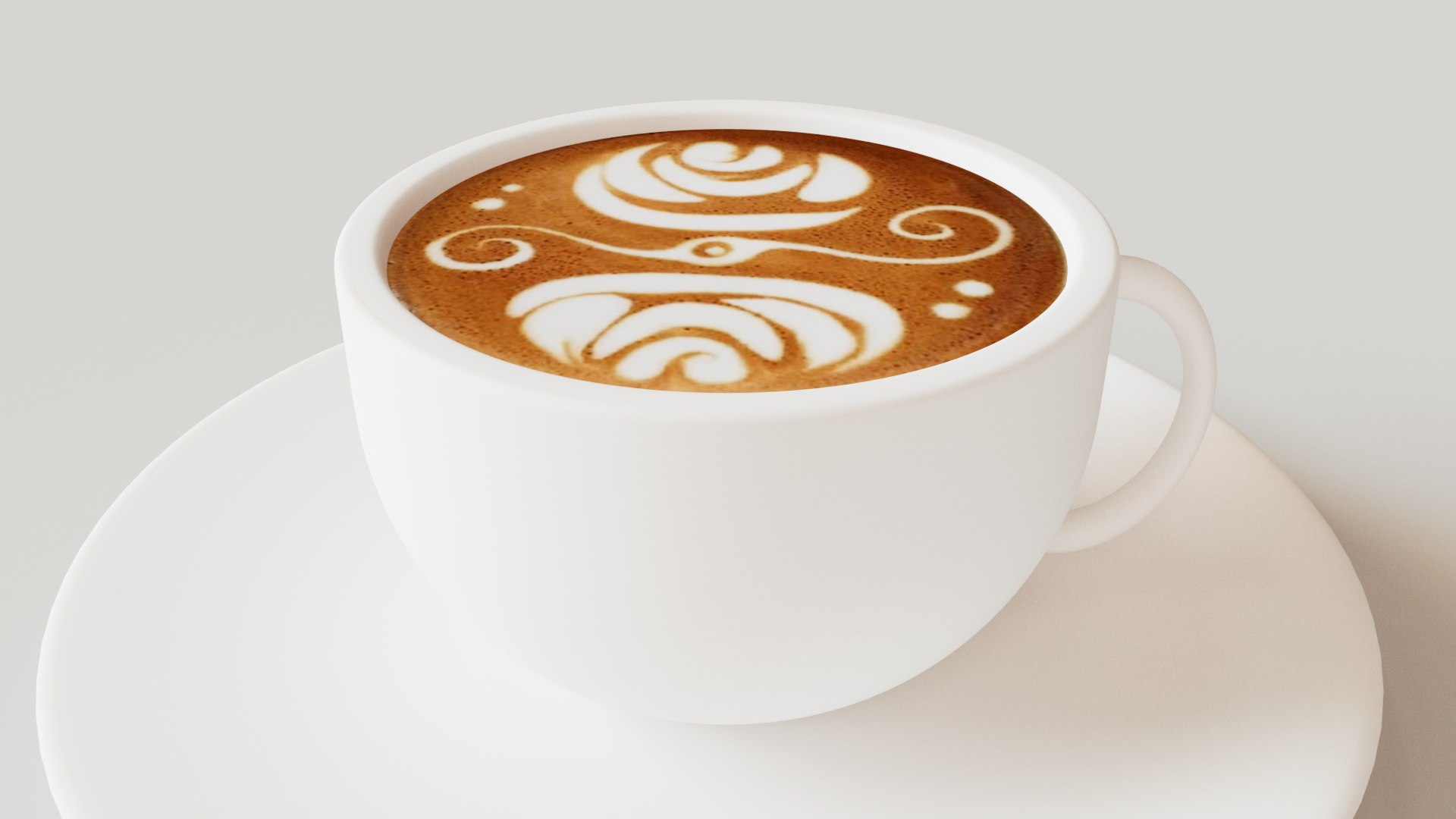 3D Cafe Coffee With Pattern 4 - Includes Simple Drag And Drop Texture ...