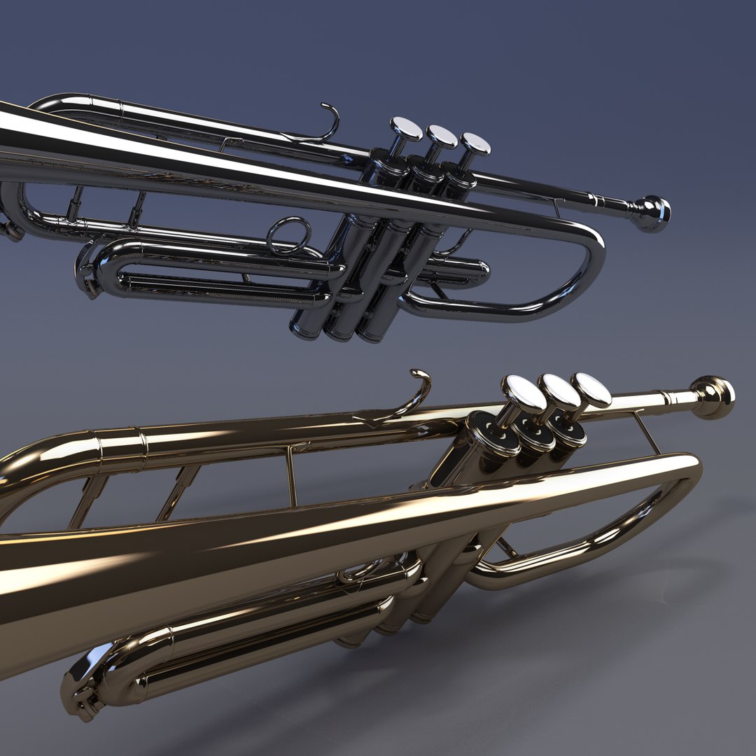 3d Trumpet Gold Plated