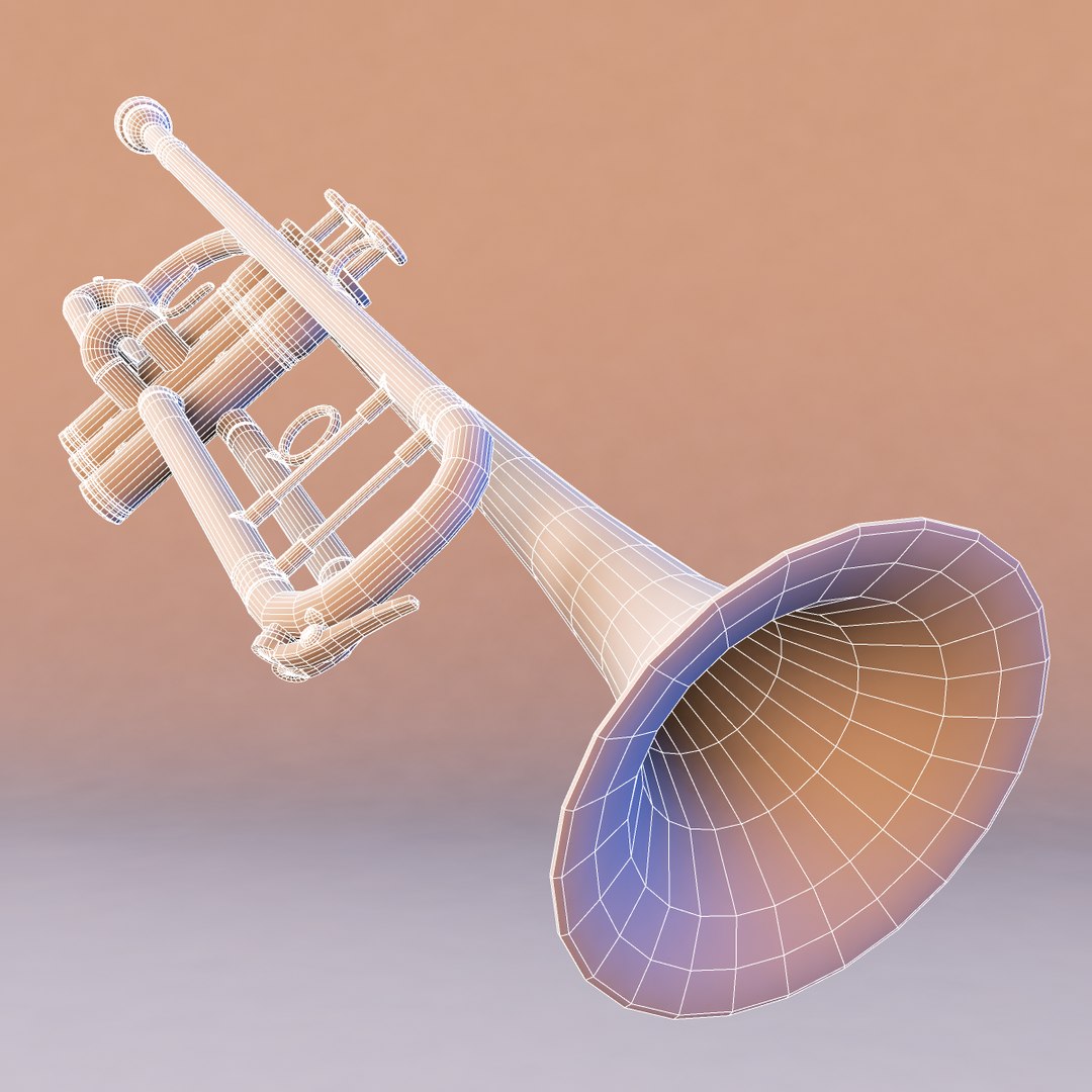 3d Trumpet Gold Plated