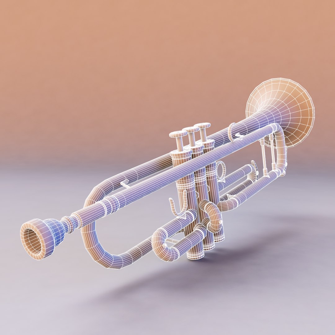 3d Trumpet Gold Plated
