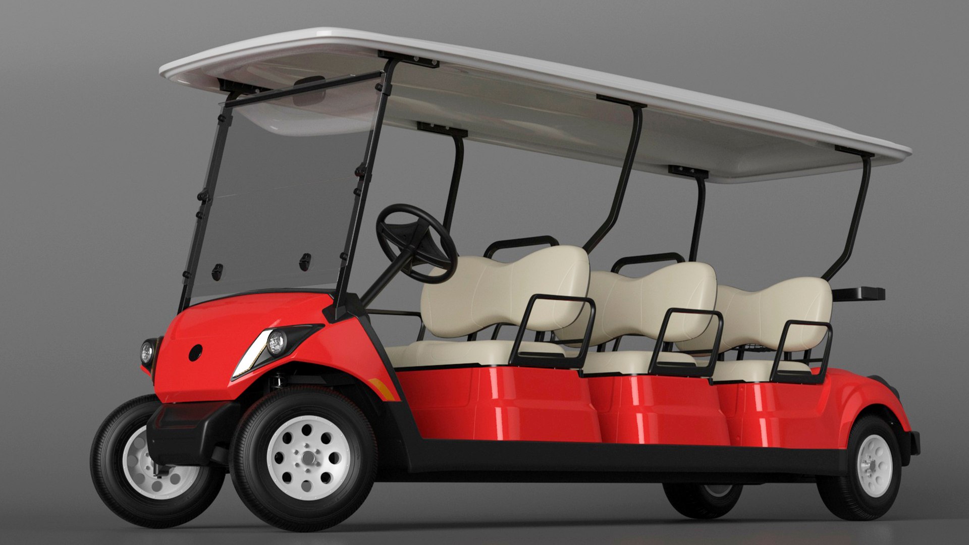 Yamaha Golf Electric Six Seat Car Red Rigged Model - TurboSquid 2250221