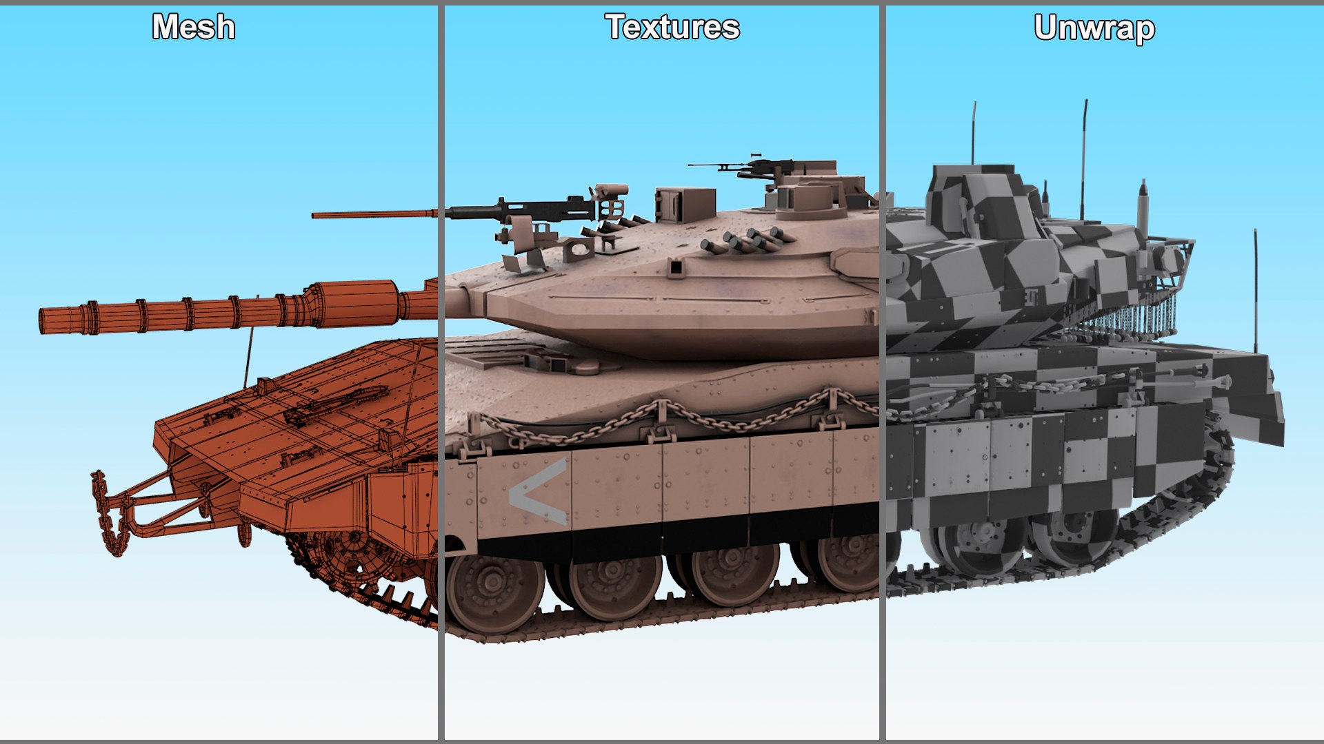 3D Model Israeli Tank Merkava 5 Beige Rigged - TurboSquid 2290770