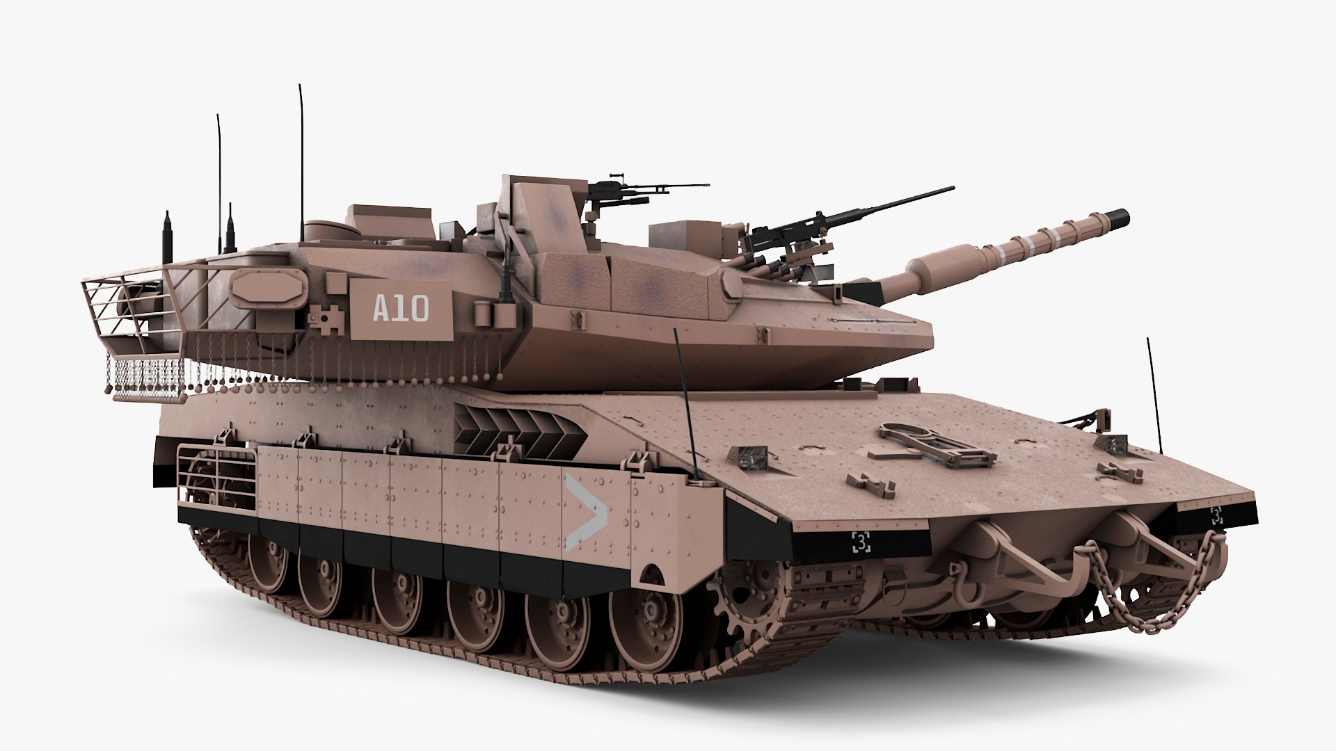 3D Model Israeli Tank Merkava 5 Beige Rigged - TurboSquid 2290770